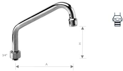 Spezial HU-Auslauf - konisch dichtend 3/4"ÜM, A=450mm | 8772.06